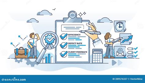 Assuring Quality With Efficiency Feedback And Defect Check Outline Concept Stock Vector