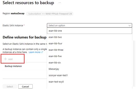 Azure Portal を使用して Azure Elastic Storage エリア ネットワークのバックアップを構成する プレビュー