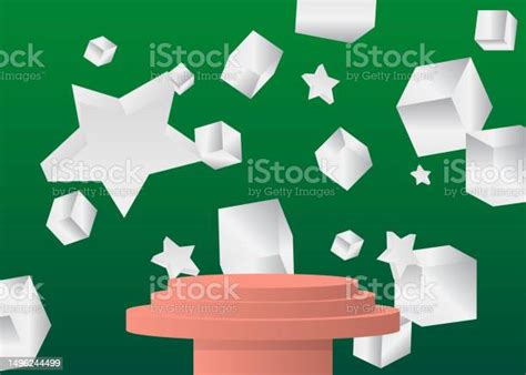 모형 라이트 레드 그린 및 화이트 제품 디스플레이 추상적인 최소 기하학적 형태 실린더 받침대 연단 미래 지향적인 3d 무대 쇼케이스 벡터 공상 과학 빈 장면 프리젠