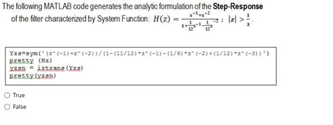 Solved The Following Matlab Code Generates The Analytic