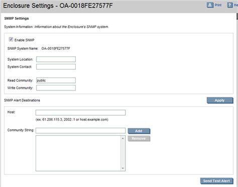 SNMP Settings HP BladeSystem