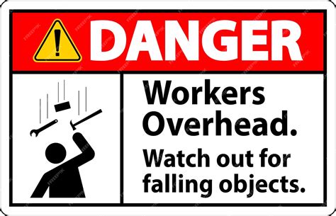 Premium Vector Danger Falling Debris Sign Workers Overhead Falling