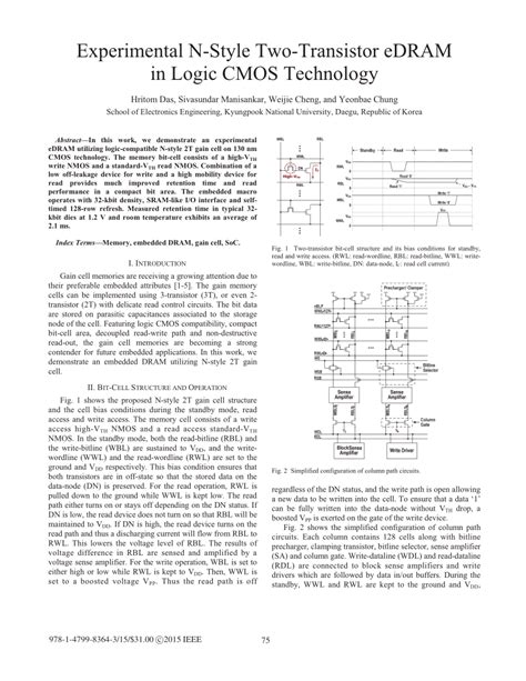 Pdf Experimental N Style Two Transistor Edram In Logic Cmos Technology
