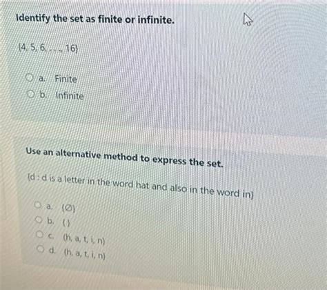 Identify The Set As Finite Or Infinite Chegg Com