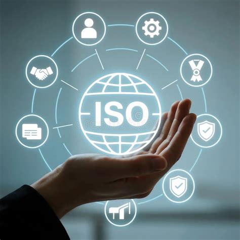 Hand Holding Iso Certification Icons Representing Quality And
