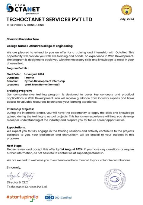 Sharvari Tare On Linkedin Octanetservicepvtlmt Pythondeveloper Intern