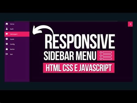 COMO CRIAR MENU LATERAL RESPONSIVO HTML CSS JAVASCRIPT DASHBOARD SIDEBAR MENU YouTube