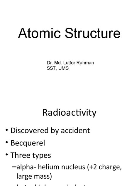 Lecture 1 Atomic Structure Pdf Atomic Orbital Emission Spectrum