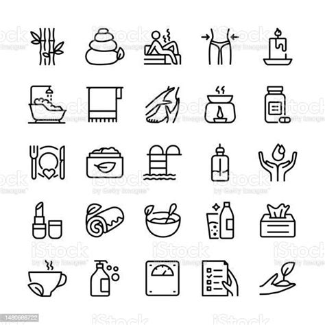 아름다움과 스파 요소의 벡터 그림 그래픽 편집 가능한 획 크기 간단한 격리 아이콘입니다 기호 기호 요소 아이콘 세트 아로마