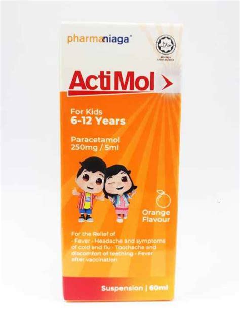 Actimol Paracetamol 250mg5ml Orange Syrup 60ml Exp1224 Lazada