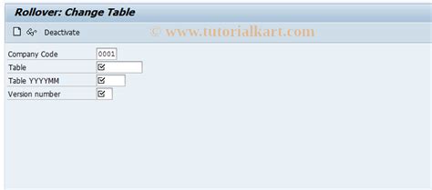 FNX SAP Tcode Rollover Change Table