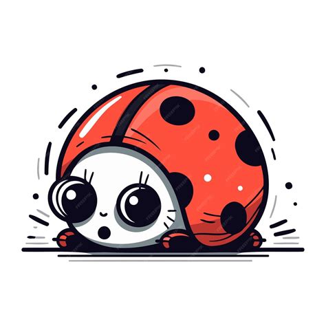 Милая карикатурная ледибуг изолирована на белом фоне Векторная иллюстрация Премиум векторы