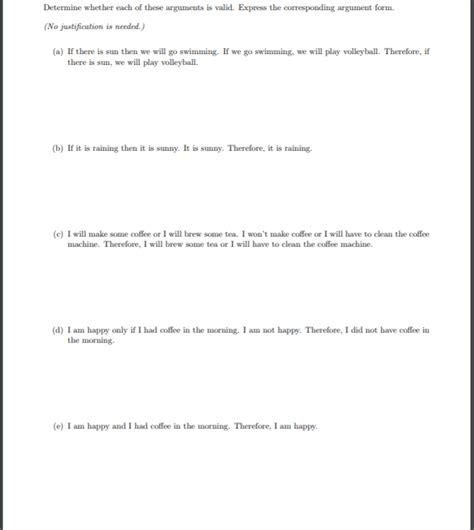 Solved Determine Whether Each Of These Arguments Is Valid