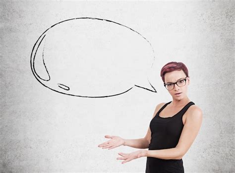 Premium Photo Woman In Glasses And Speech Bubble