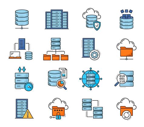 Color Database Network Server Cloud Storage Icons 43019357 Vector Art