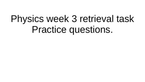 Applied Science Btec Unit 1 Physics Startersrevision Teaching Resources