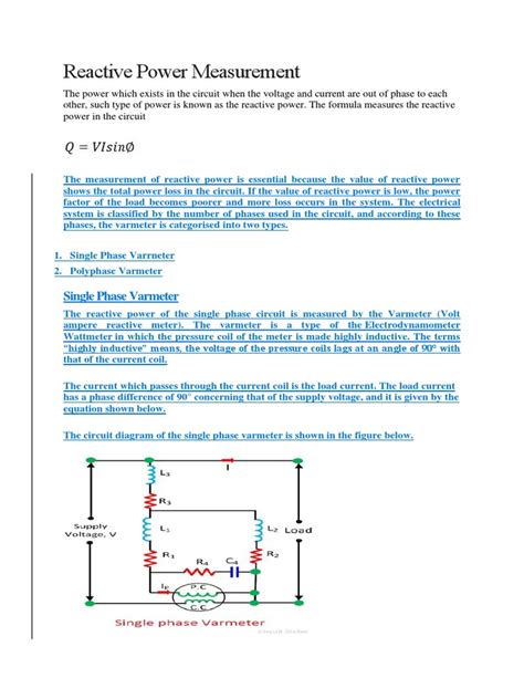 reactive power var measurement principle pdf