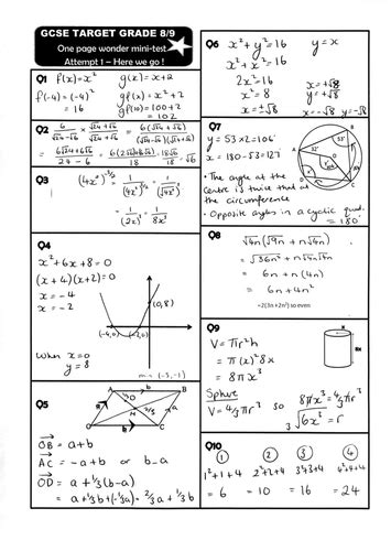 Gcse 9 1 Maths Revision Higher Extension Revision Pack With Solutions Target Grade 8 9
