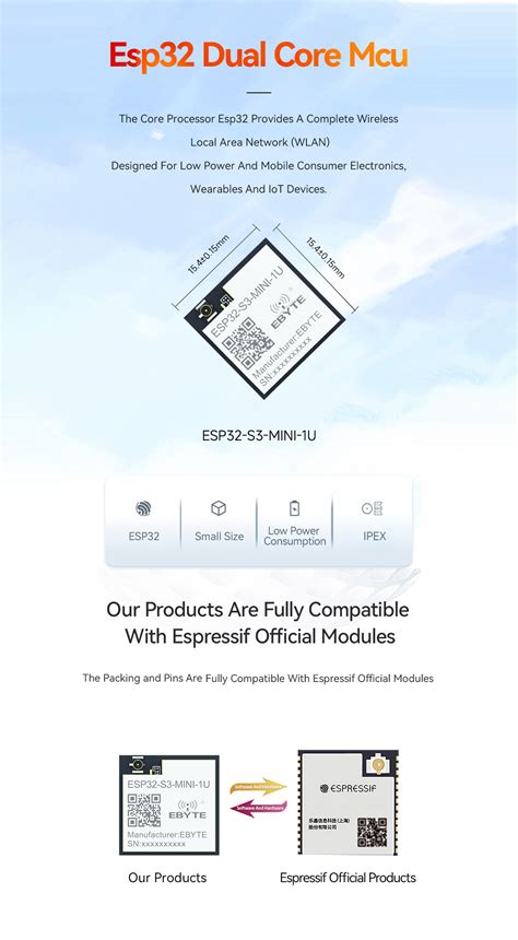 ebyte esp32 s3 mini 1u 2 4ghz freq dual core bluetooth wifi module wi fi modül ebyte