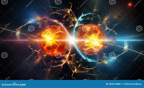Subatomic Proton Particle Collision Nuclear Fusion Concept Stock