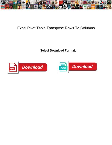Excel Pivot Table Transpose Rows To Columns Docslib