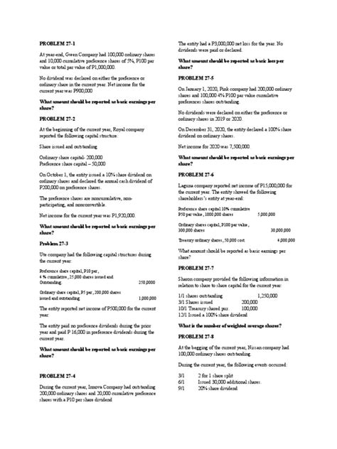 Problem 27 Pdf Preferred Stock Dividend