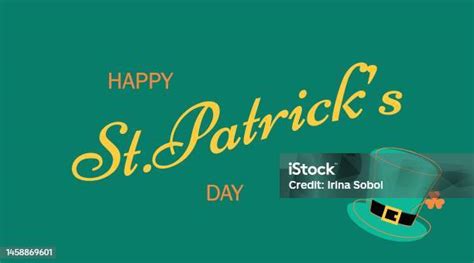 녹색 배경에 행복한 성 패트릭 데이 인사말 모자 클로버 벡터 카드 3월에 대한 스톡 벡터 아트 및 기타 이미지 3월 4가지