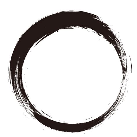 中国风水墨圆环黑色墨迹毛笔书写笔触圆形背景边框PNG免抠PS素材