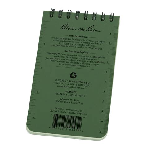 Rite In The Rain Waterproof 3x5 Top Spiral Notebook Mec