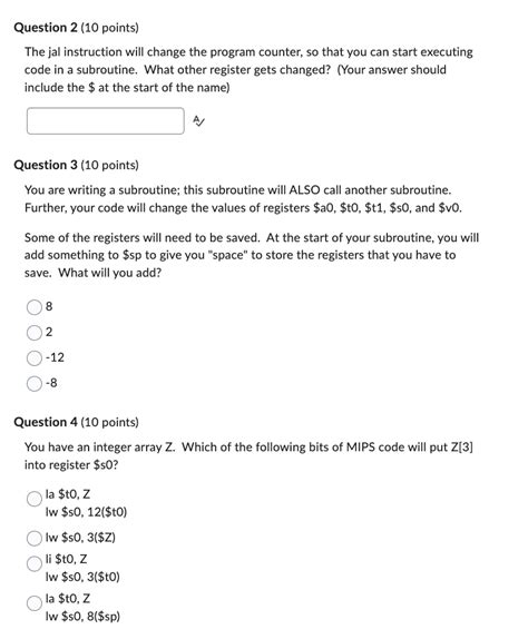 Solved Question 2 10 Points The Jal Instruction Will