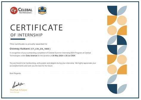Completed Data Science Internship At Celebal Technologies Chinmay
