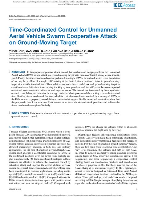 Pdf Time Coordinated Control For Unmanned Aerial Vehicle Swarm