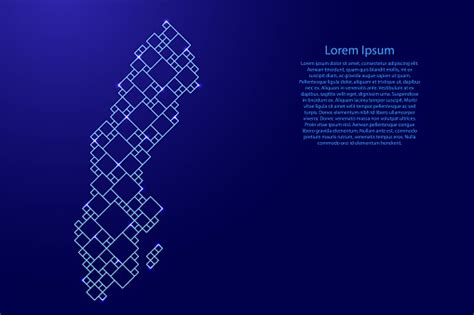 다른 크기와 빛나는 공간 별의 사각형의 격자에서 파란색 패턴에서 스웨덴지도 벡터 그림입니다 0명에 대한 스톡 벡터 아트 및 기타 이미지 Istock