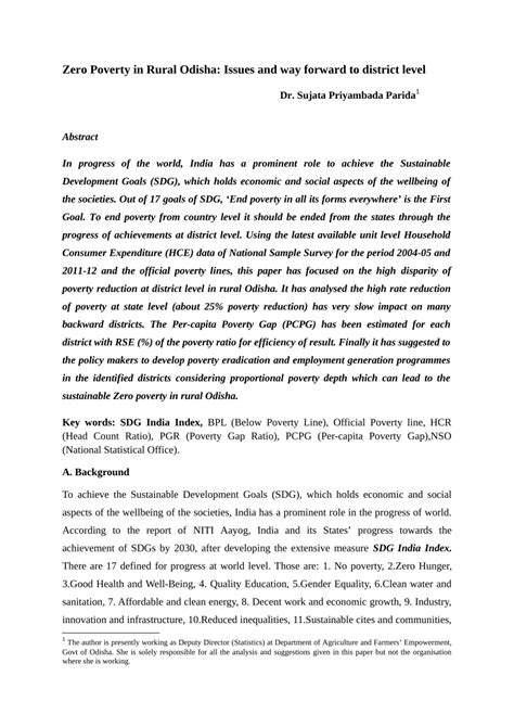 Pdf Zero Poverty In Rural Odisha Issues And Way Forward To District Level