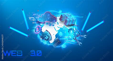 Web 3 0 Word Concept Futuristic Background Internet That Has Become Prevalent With Blockchain