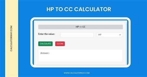 HP To CC Calculator Calculatorway