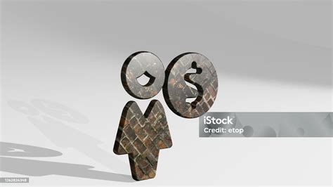 빛나는 금속 조각의 3d 그림에 의해 만들어진 단일 여성 돈은 빛 배경에 그림자를 캐스팅 아이콘 및 격리 2차 도형에 대한 스톡 사진 및 기타 이미지 Istock