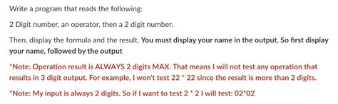Solved Write A Program That Reads The Following 2 Digit