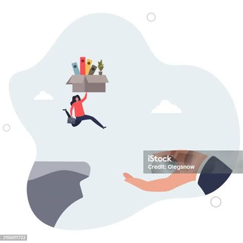 용감한 자신감 사업가 물건을 운반 탈출 절벽에서 뛰어 내리 도움 거대한 Handflat 벡터 일러스트 레이 션 개념에 대한 스톡
