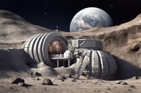 Premium Ai Image Dprinted Space Habitat Using Lunar Regolith Created With Generative Ai