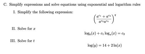 Solved C Simplify Expressions And Solve Equations Using Chegg