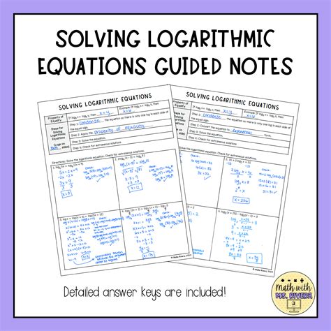 Master Exponential And Logarithmic Equations Pdf Worksheet Answers