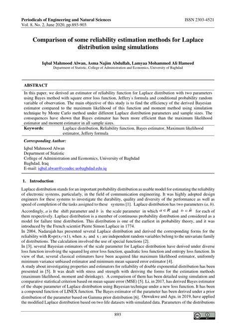 Pdf Comparison Of Some Reliability Estimation Methods For Laplace