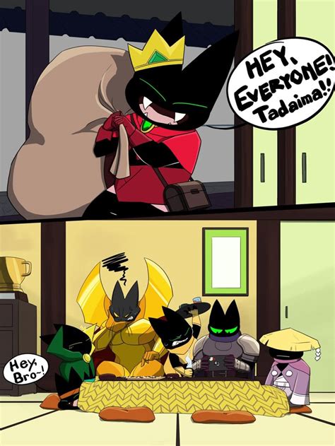 An Image Of Two Cartoon Characters Sitting At A Table