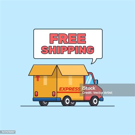 배달 트럭 벡터 플랫 일러스트레이션과 함께 무료 배송 온라인 상점 소셜 미디어 포스터 마케팅 프로모션 고객 참여에 대한 스톡 벡터 아트 및 기타 이미지 Istock