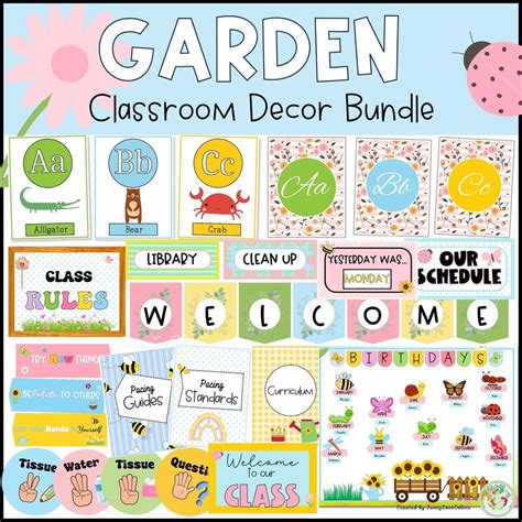 Garden Theme Classroom Decor Bundle Editable Modern Decorations Digital Download Etsy