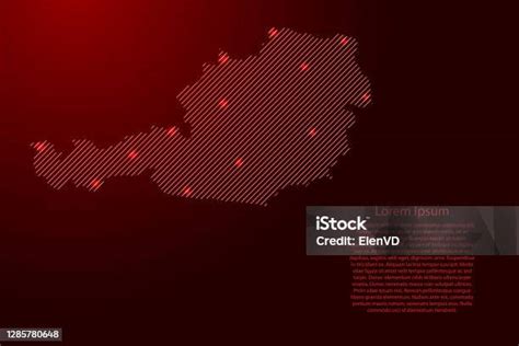 빨간색 패턴의 오스트리아지도는 평행선과 빛나는 우주 별 격자를 기울입니다 벡터 그림입니다 0명에 대한 스톡 벡터 아트 및 기타