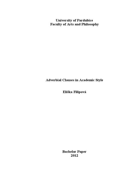 Semantic Roles Of Adverbial Clause Univerzita Pardubice Pdf