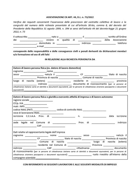 Modello Asseverazione Pdf