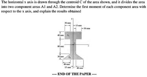 Solved The Horizontal X Axis Is Drawn Through The Centroid C Of The Area Shown And It Divides